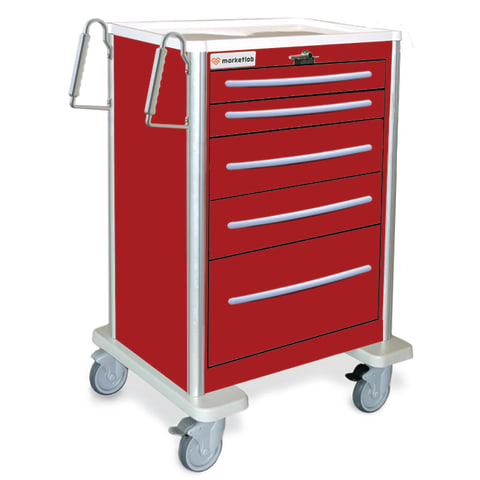 Aluminum Emergency Cart, 5-Drawer Cart • 42"H | Marketlab