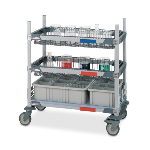 Laboratory Glassware Transport Cart with Storage Totes | Marketlab