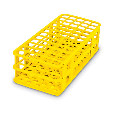 60-Place Tube Rack for 16mm Tubes • 9.6"L x 4.1"W x 2.8"H • Yellow ...