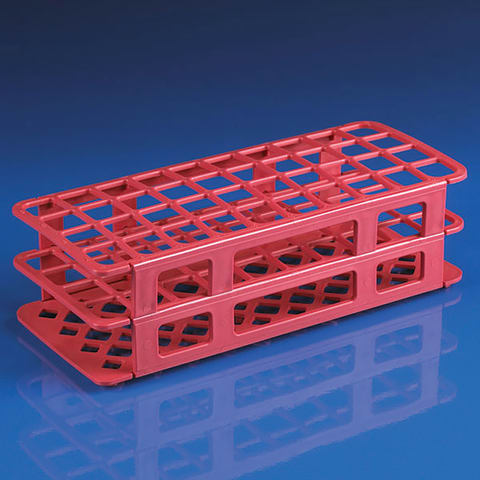40-Place Tube Rack for 20mm Tubes • 9.6"L x 4.1"W x 2.8"H • Red | Marketlab