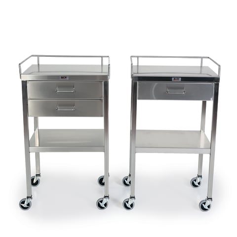 Stainless Steel Utility Table w/Drawer and Guardrail | Marketlab