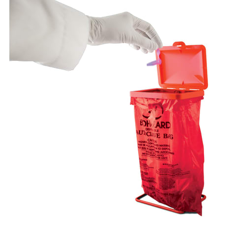 Epoxy-Coated Steel Wire Benchtop Biohazard Bag Holder | Marketlab