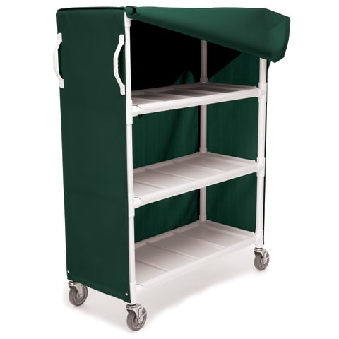 Marketlab Wide 3-Shelf Linen Cart • 50"W x 20"D x 64"H • Forest Green ...