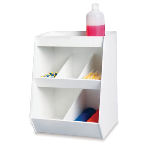 Fixed Compartment Bench Bin, 5 Bins and 1 Shelf • 12"W x 10"D x 16"H ...