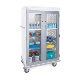 Insight® Mobile Supply Cart, Double-Width, Double Column with 15 ...