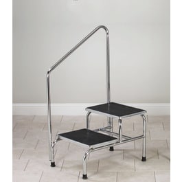 Chrome Bariatric Two-Step Step Stool with Handrail - Marketlab