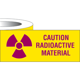 Label Tape, Caution Radioactive Material • 1"W x 500"L | Marketlab